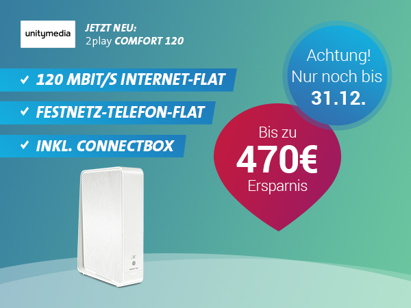 Sparkabel DSL: Unitymedia Comfort 120 ab effektiv 18,74€/Monat
