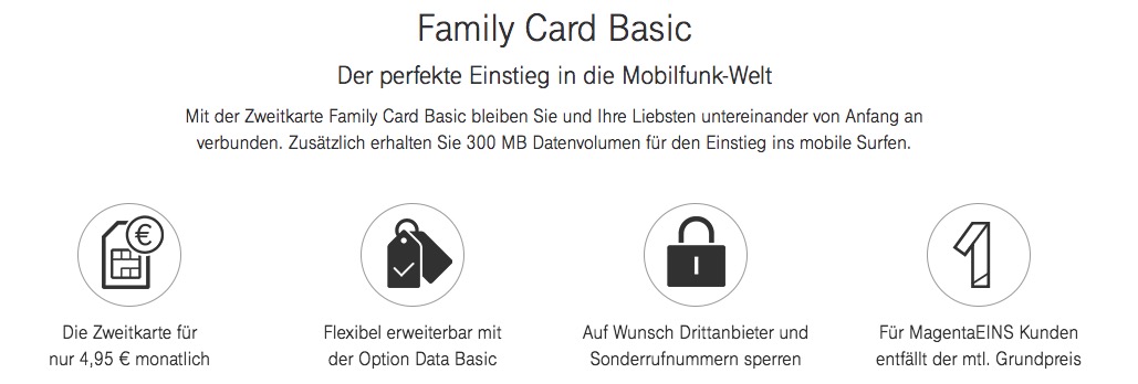 📲 Family Card Basic mit 300MB LTE kostenlos für MagentaEINS-Kunden