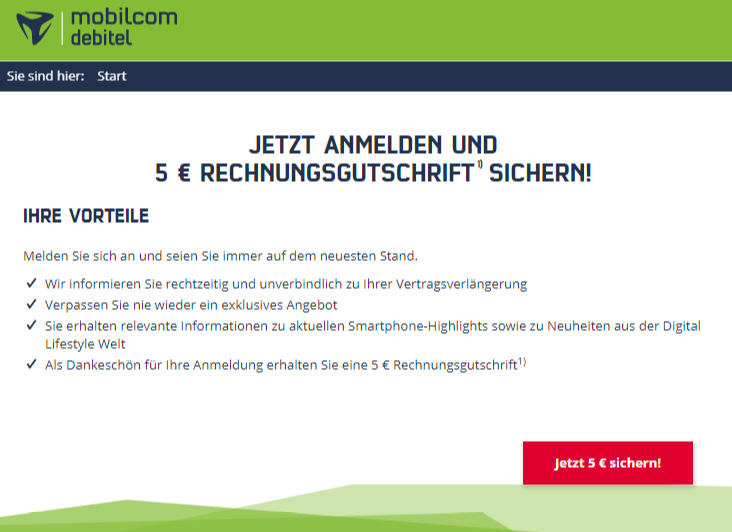 Mobilcom Bestandskunden: 5€ Gutschrift sichern (für Werbeerlaubnis)