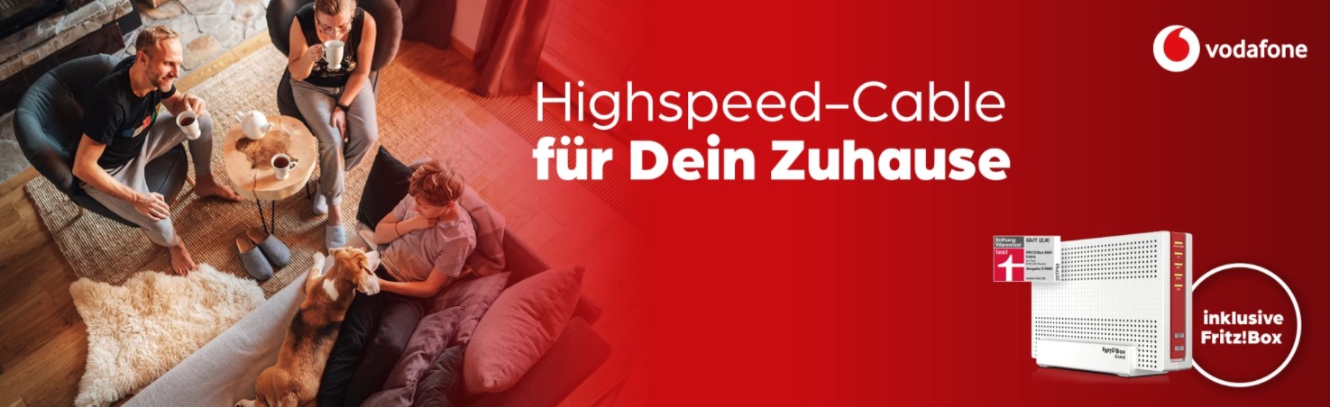 📶 Vodafone Kabel-Internet mit bis zu 1 GBit/s ab eff. 9,99€/Monat