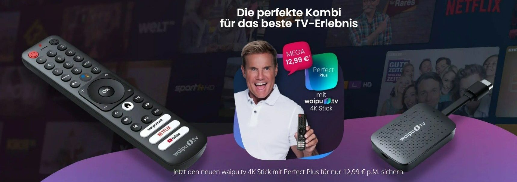 waipu.tv 4K Stick: 170 Sender & ein Android TV-Stick für 12,99€ pro Monat