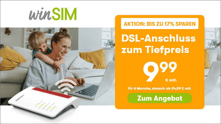 winSIM: DSL Anschluss mit dauerhaften Tiefpreisen ab 24,99 p.M.