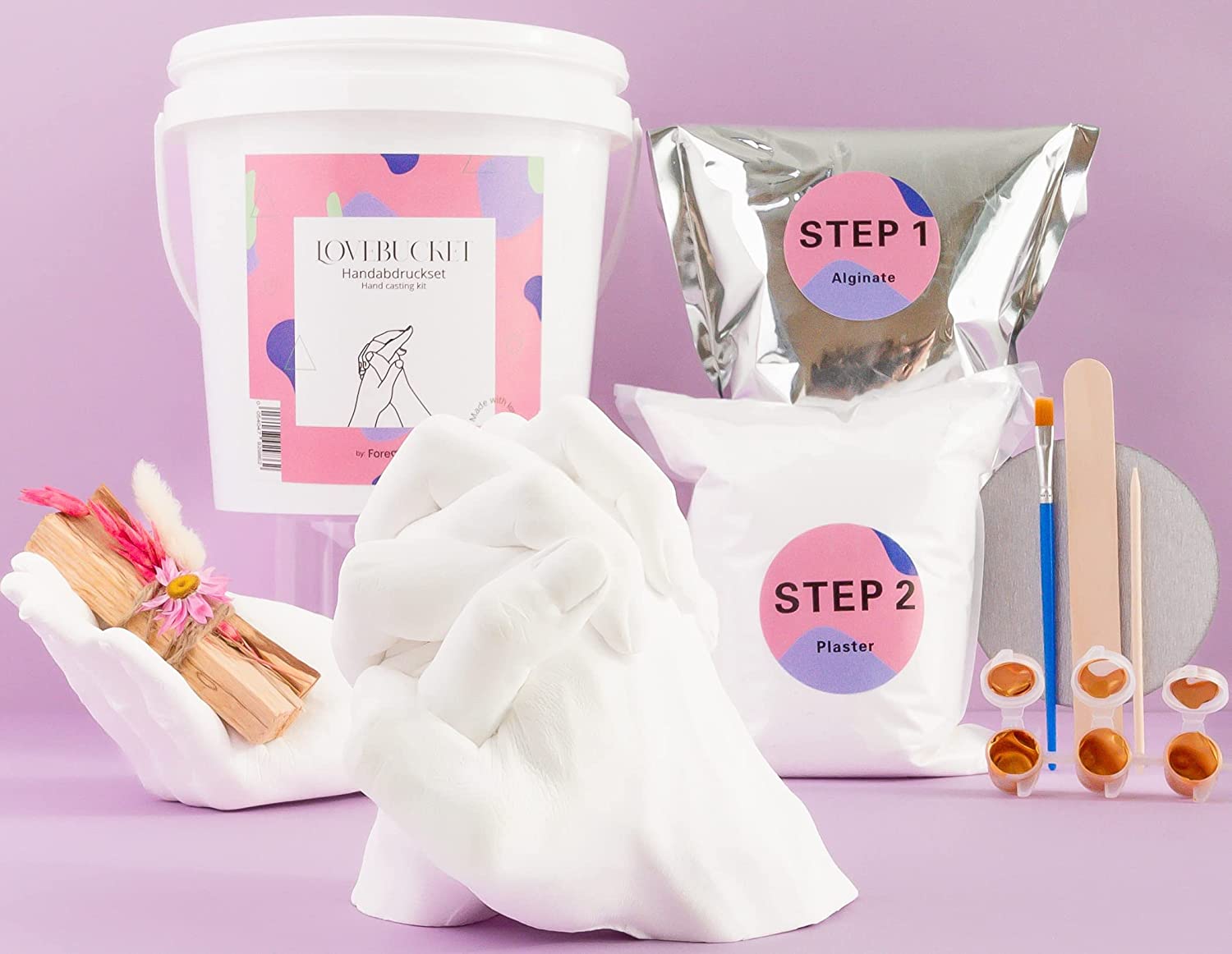 💕 ForeverCast Lovebucket Gips Handabdruck Set für Paare für 17,49 ...