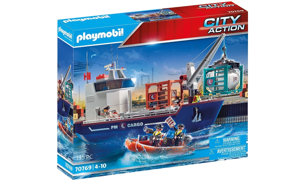 Playmobil City Action Großes Containerschiff mit Zollboot (schwimmfähig ...