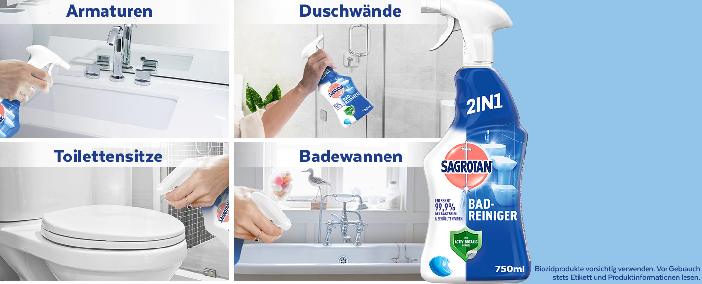 🌊 Sagrotan Badreiniger 2-in-1 Desinfektionsreiniger Ozeanfrische 750 ml ...