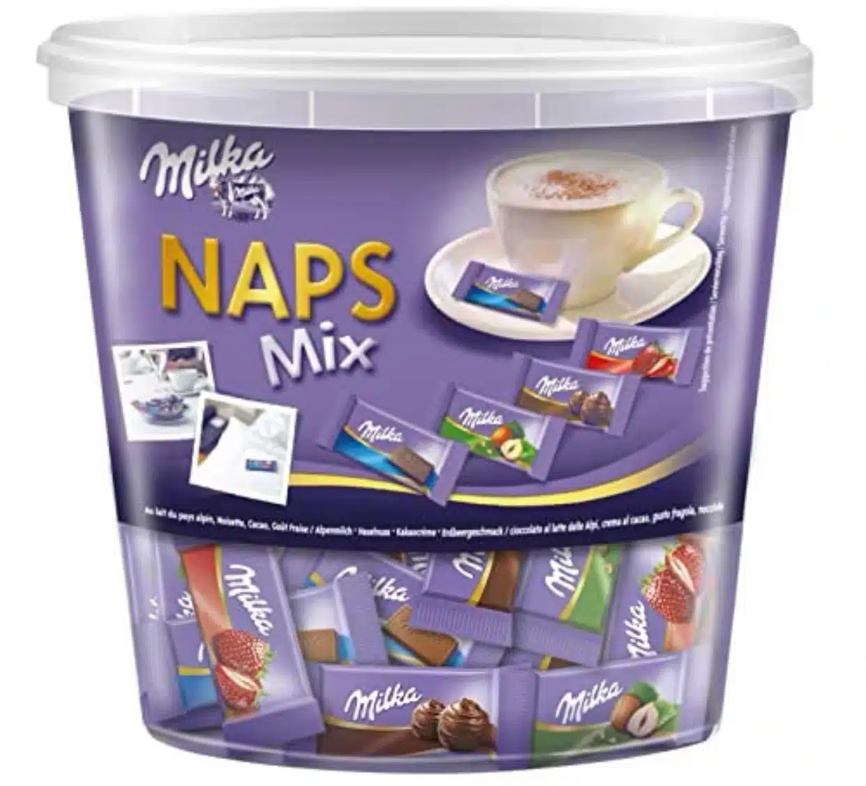 Milka Naps Mix 1 x 1kg Dose, Zartschmelzende Mini-Schokoladentäfelchen ...