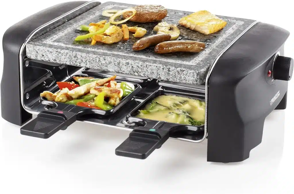 Princess Raclette Grill für 4 Personen – mit Steingrill und regelbarer ...