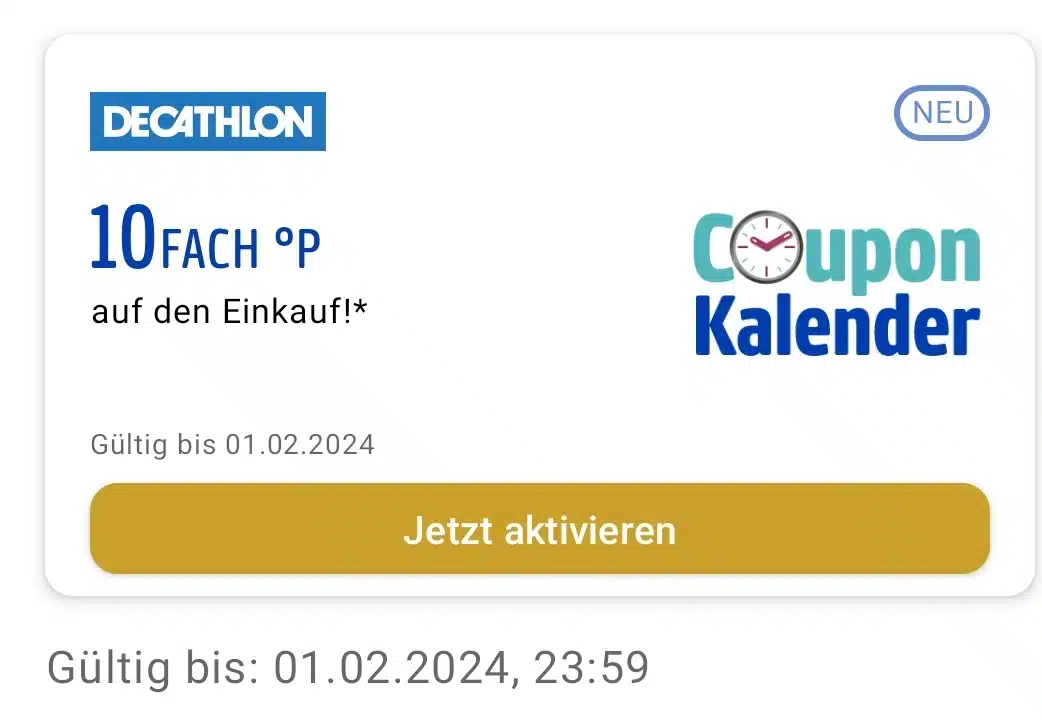 Endet: 10-fach Payback-Punkte bei Decatlon (Payback Coupon-Kalender)