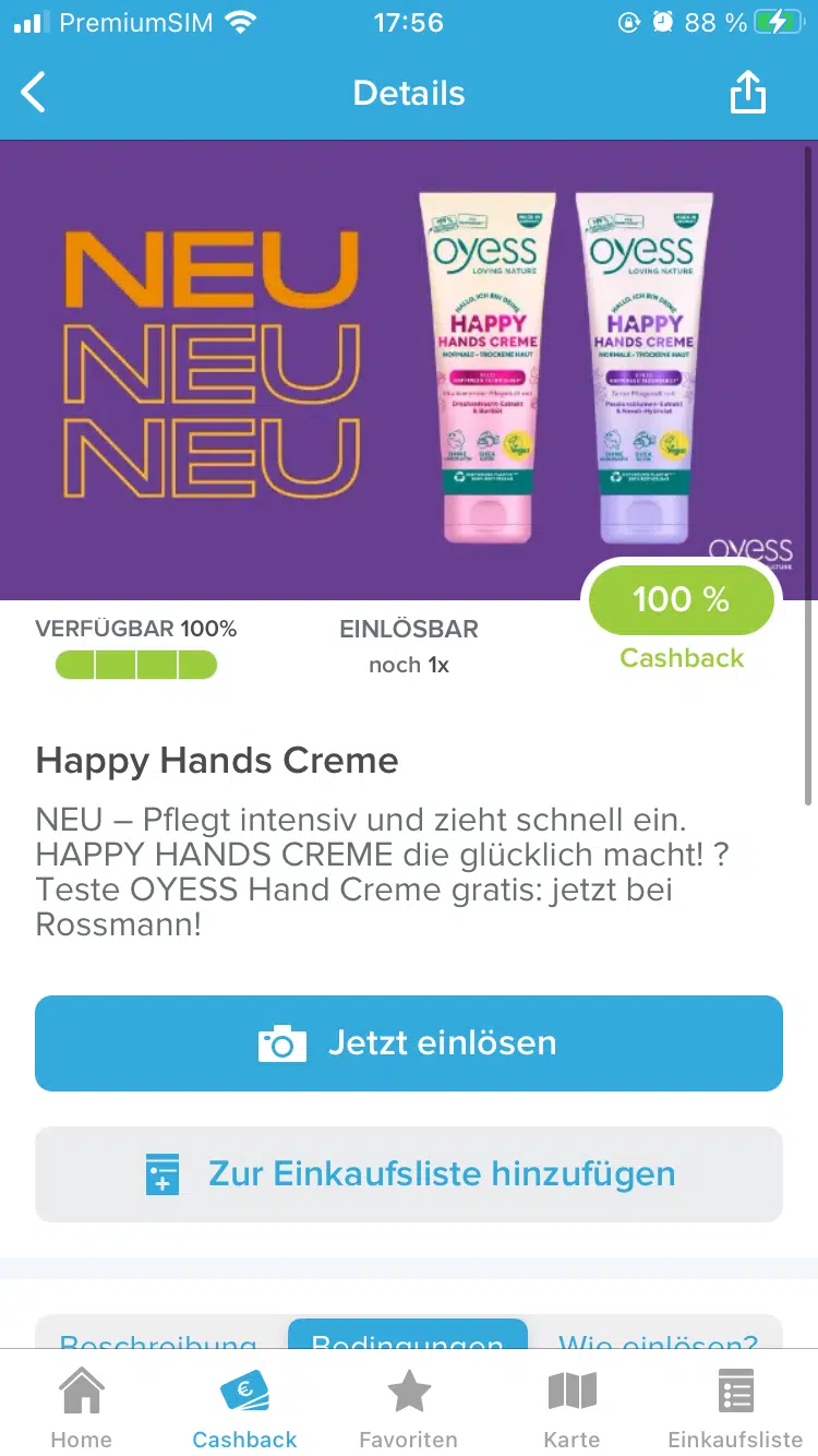Oyess Hands Creme Gratis mit Marktguru nur bei Rossmann