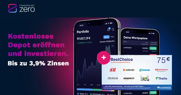 Aktien, ETF, Krypto uvm. 💖 finanzen.net zero-Depot: 75€ Bonus vom Doc!