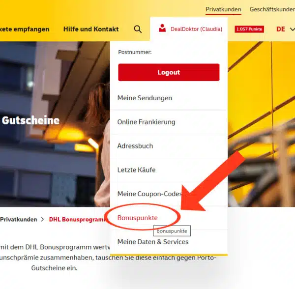 DHL Bonusprogramm: Punkte für gratis Versand sammeln