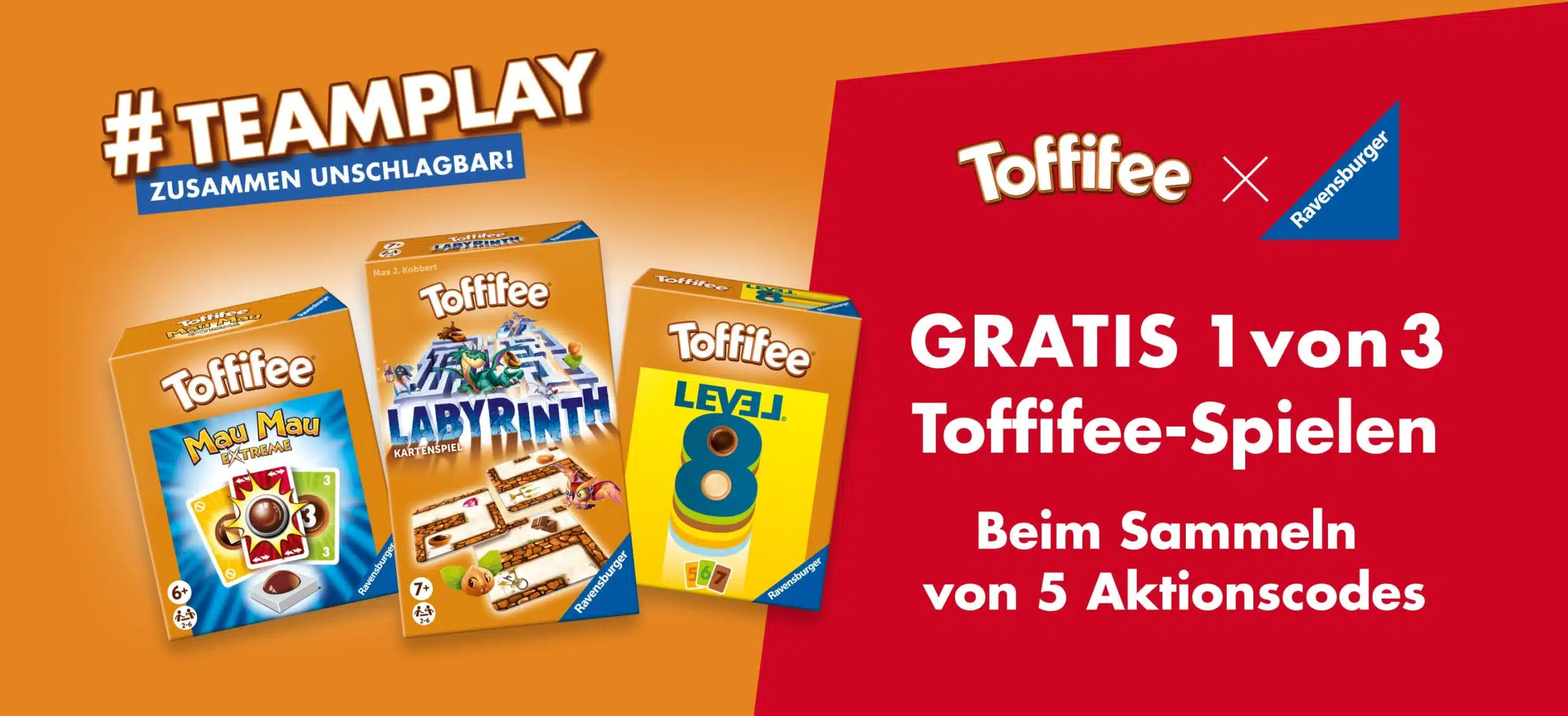 Toffifee meets Ravensburger (Gratisspiel bei 5 Aktionscodes)