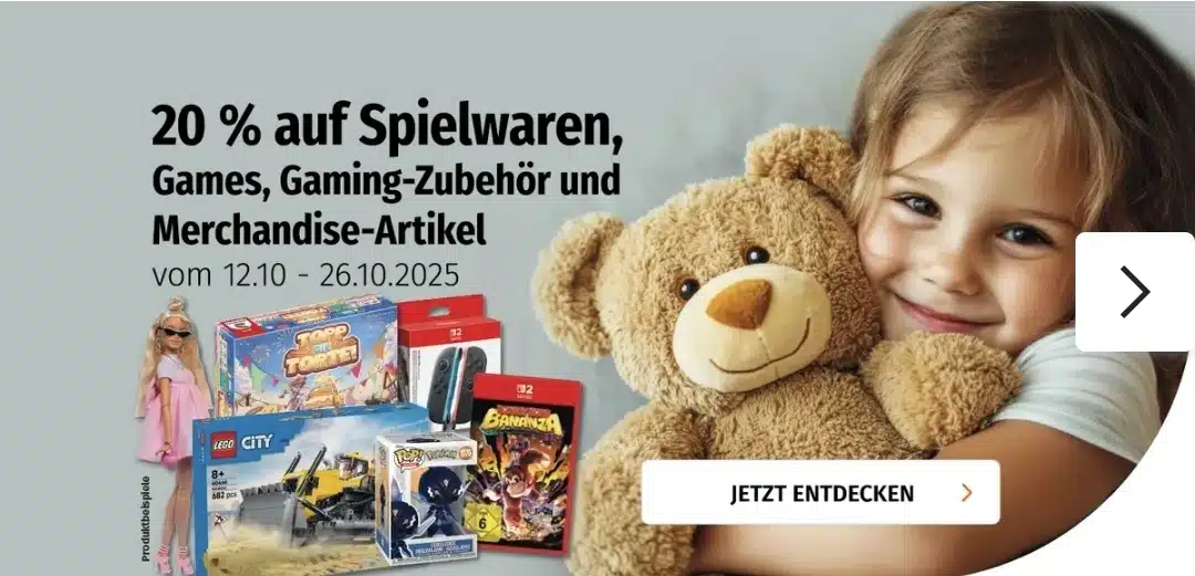 20% Rabatt bei Müller Deutschland auf Spielwaren, Games, Gaming-Zubehör ...