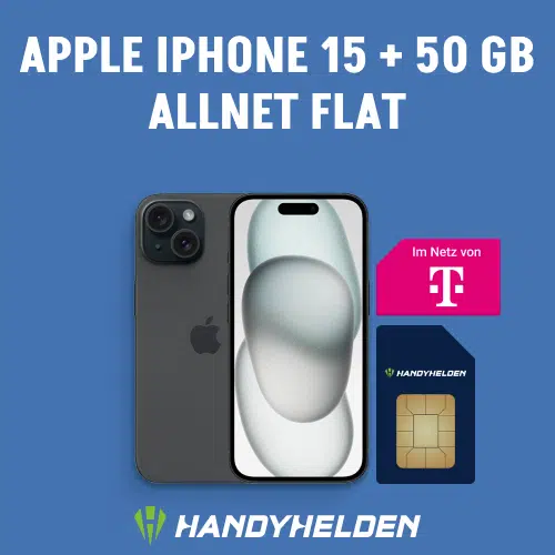 Apple iPhone 15 (128GB) für 1€ + 50GB LTE/5G Allnet im Telekom-Netz für ...