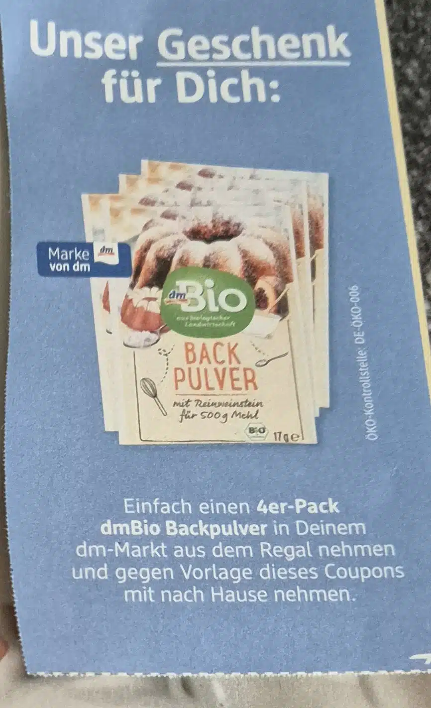 DM: Bio Backpulver als Geschenk (evtl. lokal)