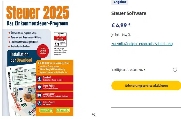 ALDI Steuer 2025 (Buhl Tax 2025) 4,99 € bei ALDI