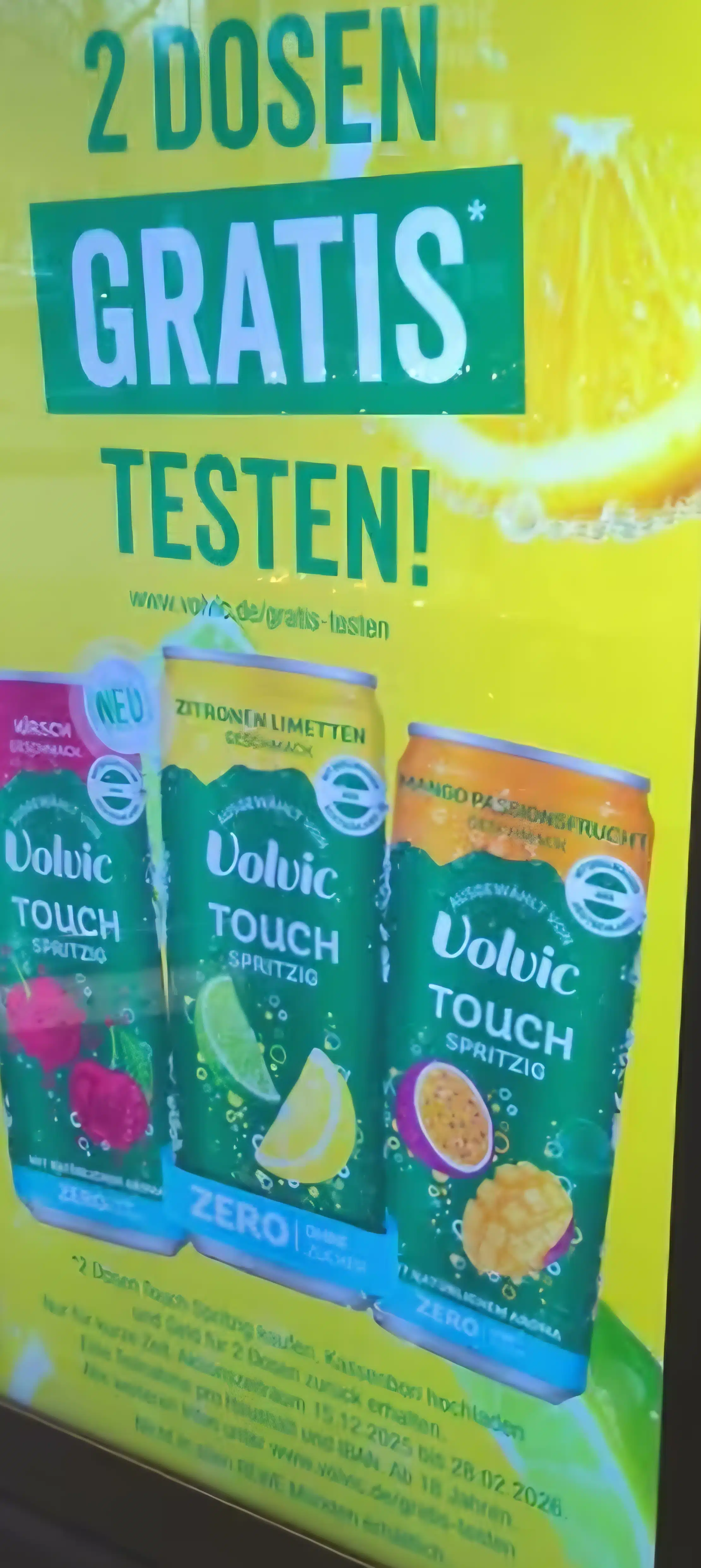 Volvic Touch gratis testen: 2 Dosen! 🍋‍🟩