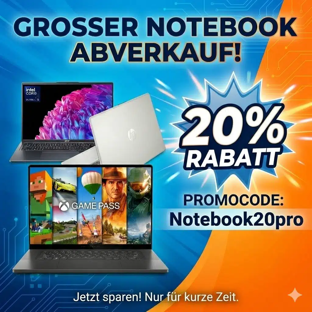 Notebook-Sale: 20% Extra-Rabatt mit Code (FR/IT-Layout)