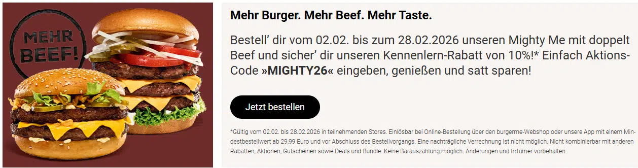 burgerme: Mehr Burger. Mehr Beef. Mehr Taste: 10% Rabatt auf den Mighty ...