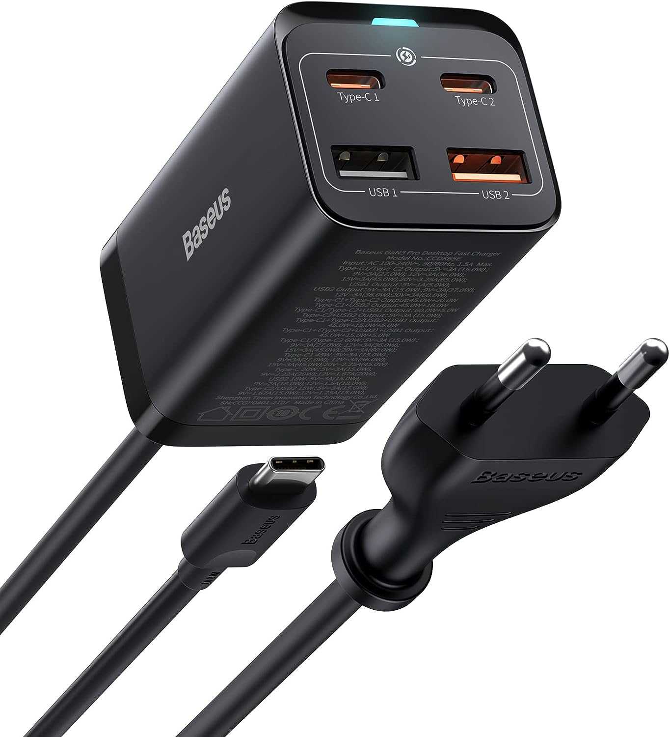 Baseus 65W PD GaN III Netzteil 4-Ports [2USB-C + 2USB] für 28,79 ...