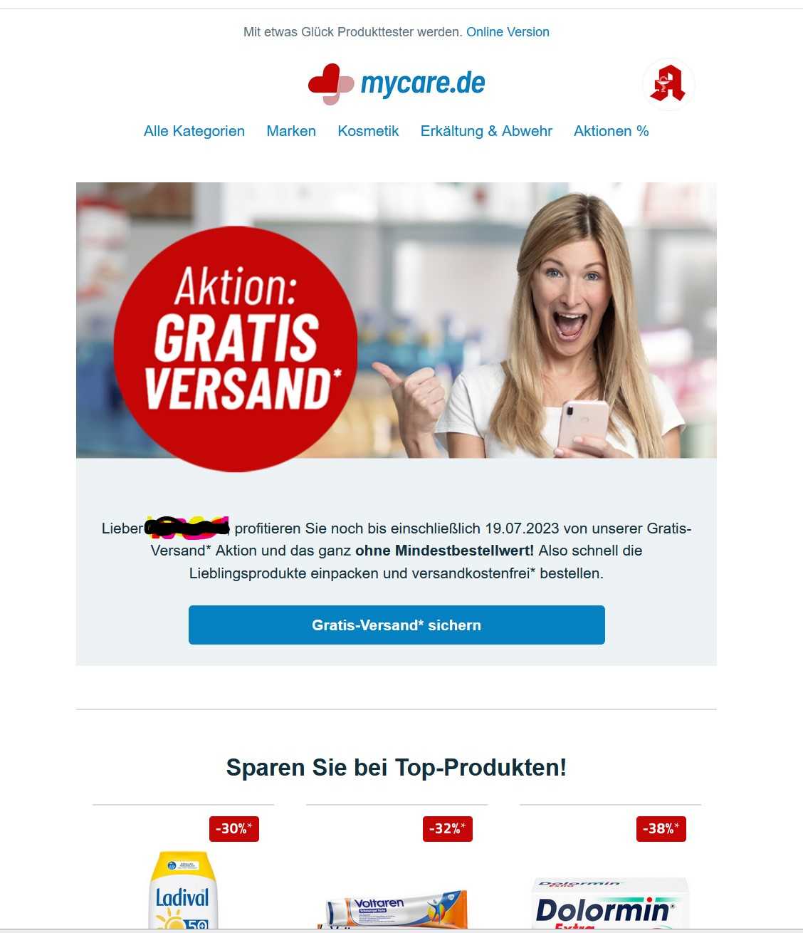 Gratisversand bei Mycare